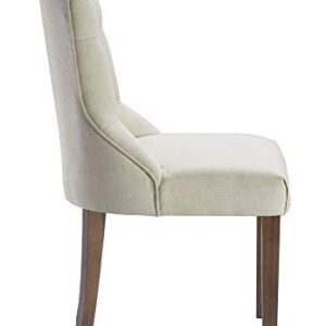 Finch Elmhurst Modern Button-Tufted Dining Chair, Elegant High Back Upholstered Fabric Accent, Set of Two, Cream