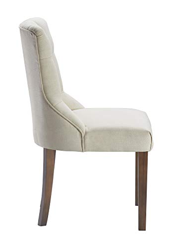 Finch Elmhurst Modern Button-Tufted Dining Chair, Elegant High Back Upholstered Fabric Accent, Set of Two, Cream