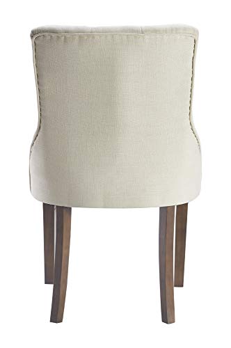 Finch Elmhurst Modern Button-Tufted Dining Chair, Elegant High Back Upholstered Fabric Accent, Set of Two, Cream