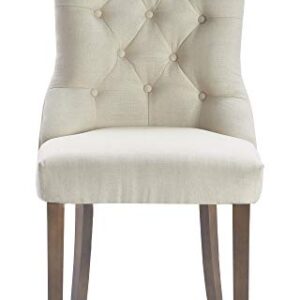 Finch Elmhurst Modern Button-Tufted Dining Chair, Elegant High Back Upholstered Fabric Accent, Set of Two, Cream