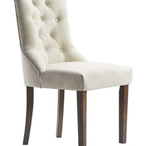 Finch Elmhurst Modern Button-Tufted Dining Chair, Elegant High Back Upholstered Fabric Accent, Set of Two, Cream