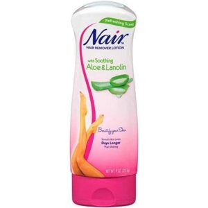 nair hair aloe & lanolin hair removal lotion with soothing aloe & lanolin, 9 ounce