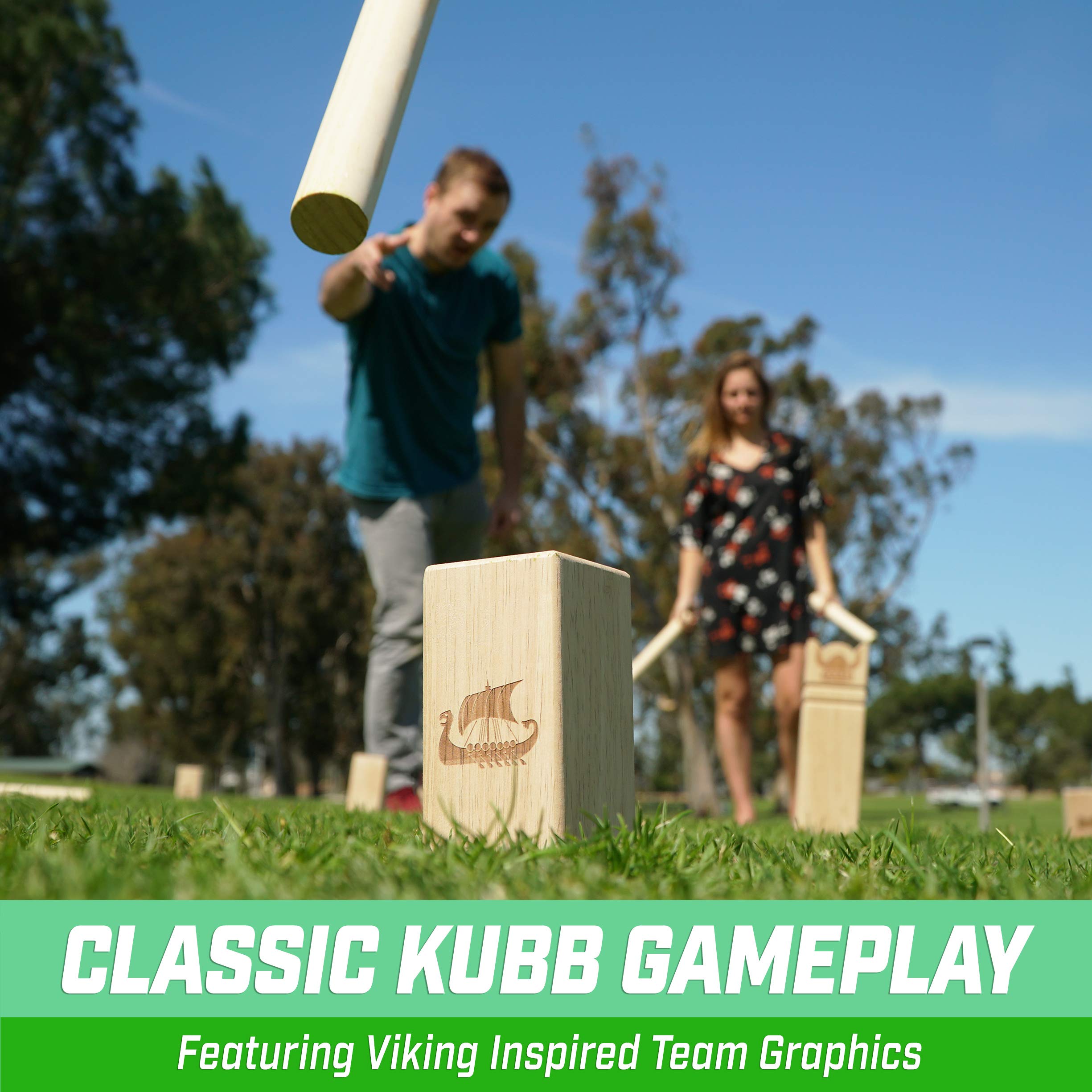 GoSports Kubb Viking Clash Toss Game Set for Kids & Adults