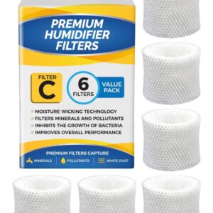 VEVA 6-Pack Premium Humidifier Filters - Replacement for HW Filter C, HC-888, HC-888N - Compatible with Cool Moisture Evaporative Humidifiers & HCM-890 Series