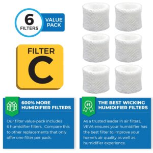 VEVA 6-Pack Premium Humidifier Filters - Replacement for HW Filter C, HC-888, HC-888N - Compatible with Cool Moisture Evaporative Humidifiers & HCM-890 Series