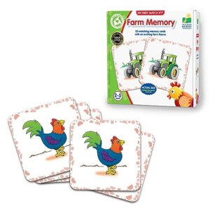 the learning journey my first memory game - farm memory - 20 card matching memory game - educational toddler gifts for boys & girls ages 2 and up - award winning learning toy, multi