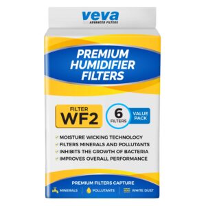 VEVA 6 Pack Premium Humidifier Filters Replacement for Protec, Vicks, Kaz Filter WF2 and V3500, V3100 & 3020 Cool Mist Humidifiers