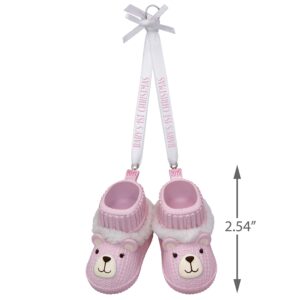 Hallmark Keepsake Christmas Ornament 2019 Year Dated, Baby Girl’s First Christmas Pink Teddy Bear Booties