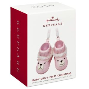 Hallmark Keepsake Christmas Ornament 2019 Year Dated, Baby Girl’s First Christmas Pink Teddy Bear Booties