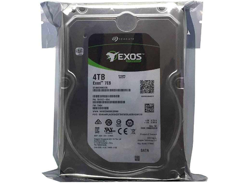 Seagate Exos 7E8 4TB 512n SATA 128MB Cache 3.5-Inch Enterprise Hard Drive - Frustration Free Packaging (ST4000NM0035) (Certified Refurbished)