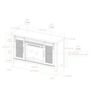 Walker Edison Tall Farmhouse Metal Mesh Barndoor and Wood Universal Fireplace TV Stand or TV's up to 55" Flat Screen Living Room Storage Entertainment Center, 48 Inch, Rustic Oak