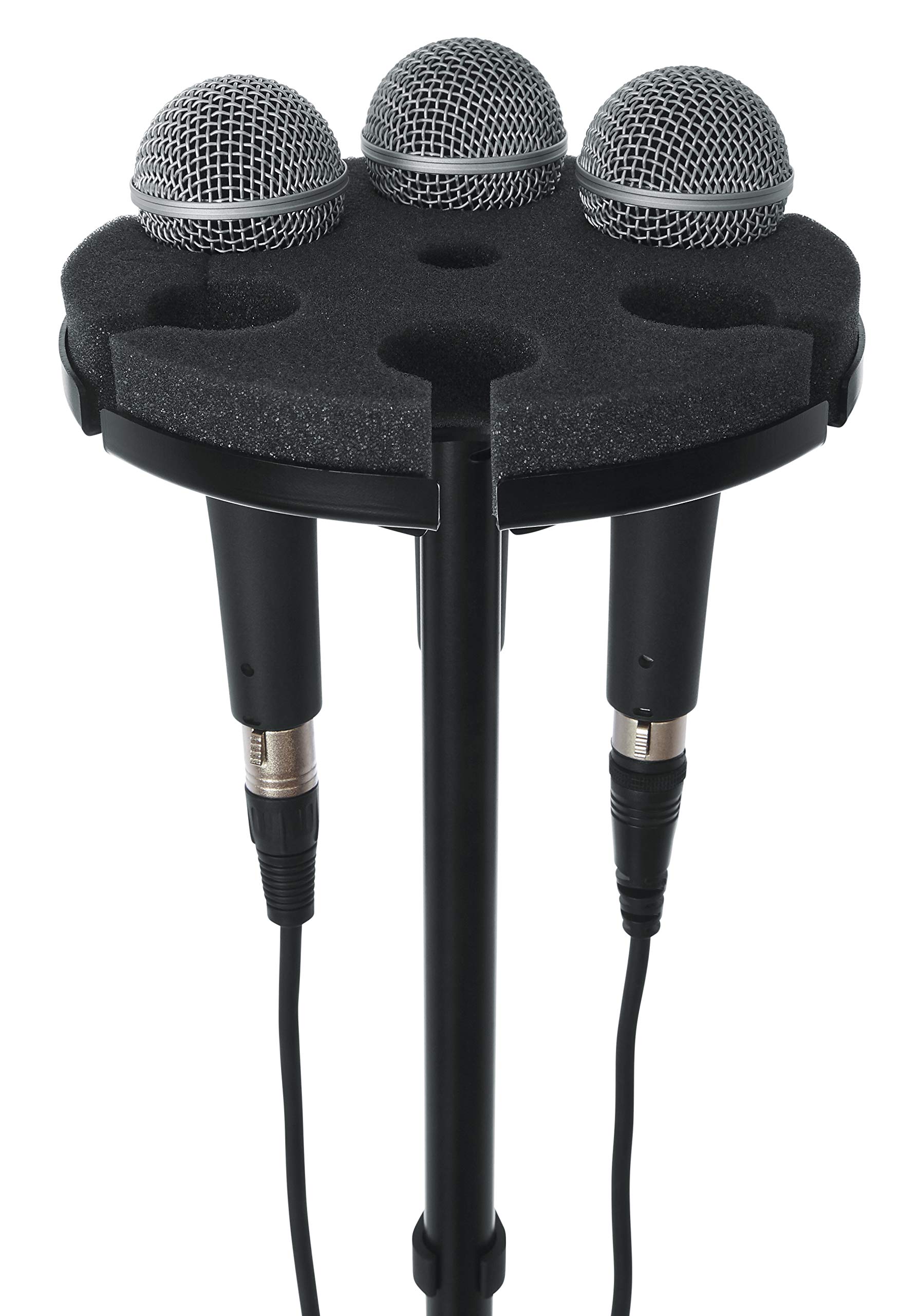 Gator Frameworks Mic Stand Adapter to Hold up to 6 Microphones; Fits Both Wired and Wireless (GFW-MIC-6TRAY) Black