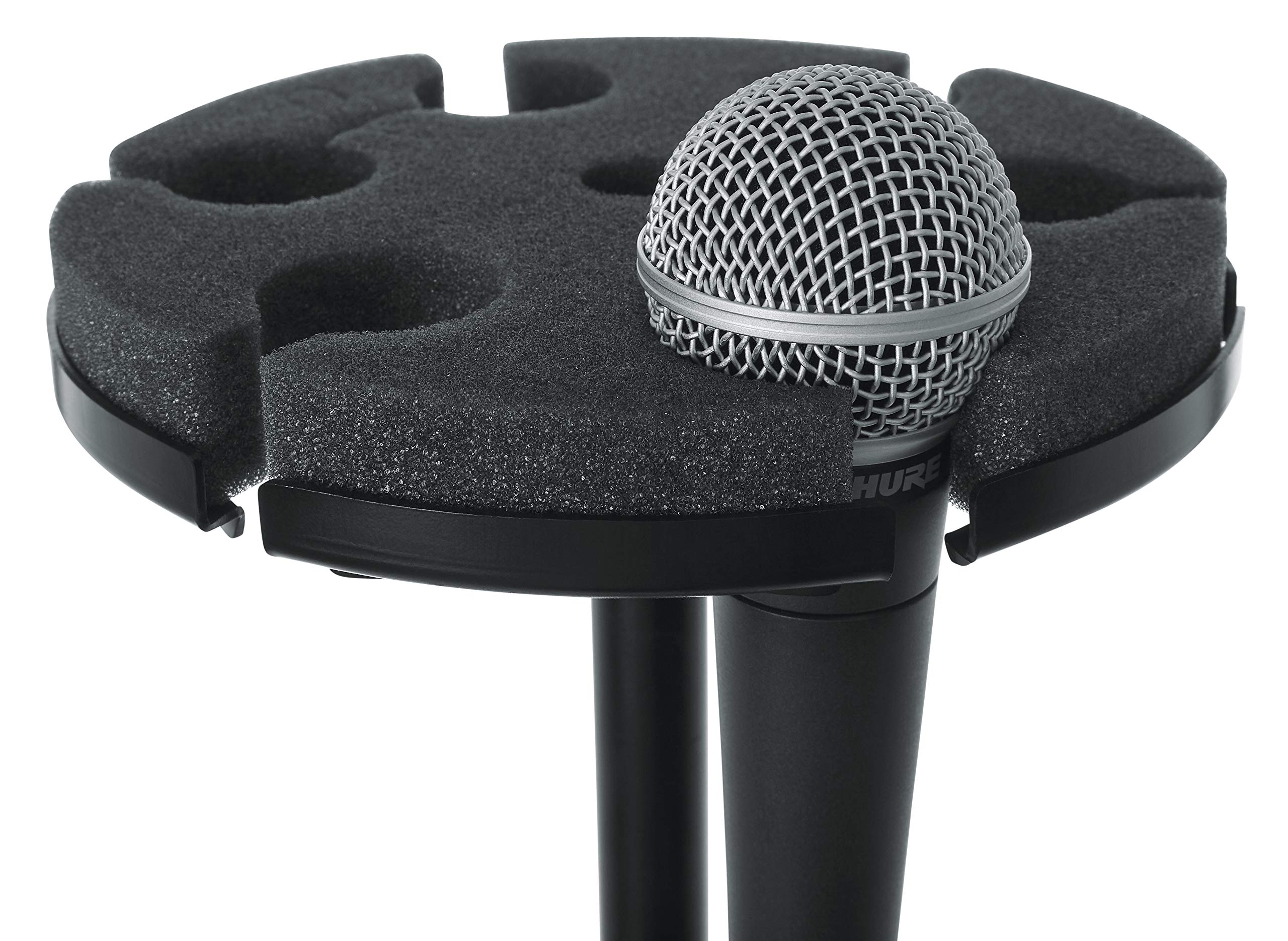 Gator Frameworks Mic Stand Adapter to Hold up to 6 Microphones; Fits Both Wired and Wireless (GFW-MIC-6TRAY) Black