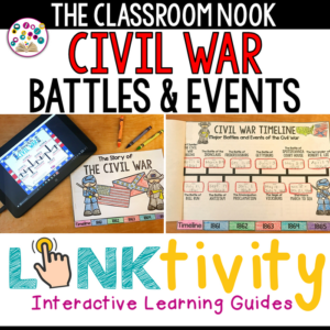 american civil war linktivity digital interactive learning guide + flipbook {google classroom compatible}