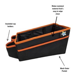 Mighty Clean Car Storage Organizer - Use in The Trunk, or Front or Back Seat with 8 Side Pockets + 1 Zippered Pouch + 2 mesh Pouches + 2 Cup Holders for Toys, Books, Drinks, Tissues, Diapers & More