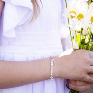 Cherished Moments Baptism to Bride Cross Bracelet Gift for Girls in Sterling Silver and Cultured Pearl