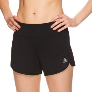 reebok women's athletic workout shorts - gym training & running short - 3 inch inseam - mara black, large