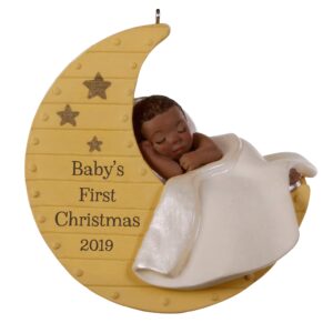 hallmark keepsake 1799qsm7807 christmas ornament 2019 year dated, african-american baby's first christmas ornament