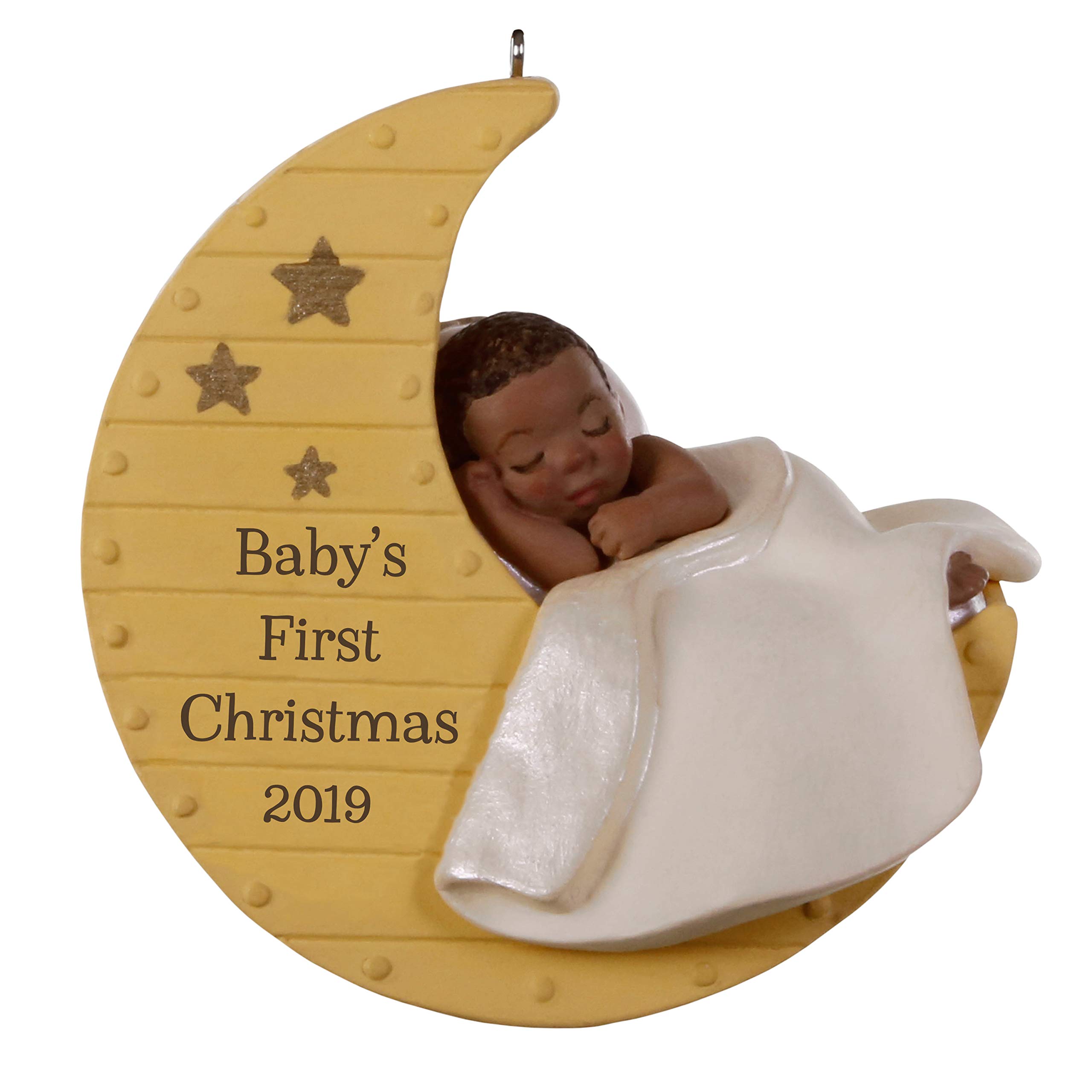 Hallmark Keepsake 1799QSM7807 Christmas Ornament 2019 Year Dated, African-American Baby's First Christmas Ornament