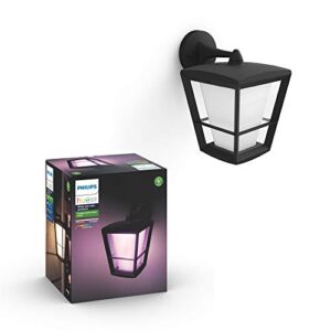 philips hue econic down outdoor smart wall light, black - e26 white and color ambiance led color-changing bulb - 1 pack - requires hue bridge - control with hue app and voice - weatherproof