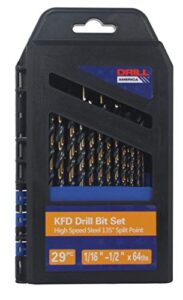 drill america - kfd29j-rb 29 piece heavy duty high speed steel drill bit set with black and gold finish in rectangular case (1/16" - 1/2" x 64ths), kfd series