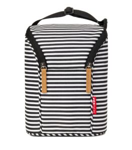 skip hop baby bottle bag, grab & go, black/white stripe