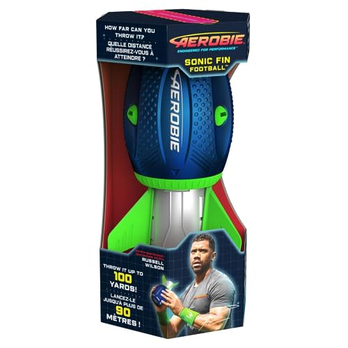 Aerobie Sonic Fin Football, Aerodynamic Russel Wilson Foam Football Toy, Outdoor Games for Kids and Adults Aged 8 and Up