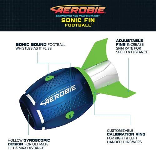 Aerobie Sonic Fin Football, Aerodynamic Russel Wilson Foam Football Toy, Outdoor Games for Kids and Adults Aged 8 and Up