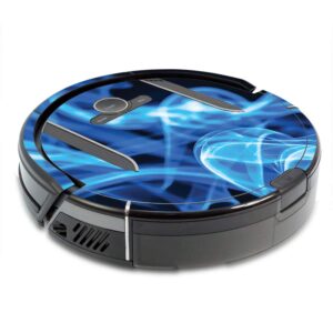 mightyskins skin compatible with shark ion robot r85 vacuum minimum coverage - blue flames | protective, durable, and unique vinyl wrap cover | easy to apply, remove | made in the usa