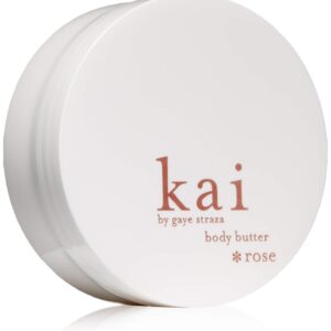 kai Body Butter Rose, 6.4 oz., shea butter, apricot oil, cucumber, scented with the delicously, fresh + clean signature fragrance, layered with rose absolute, vegan, cruelty free, made in the usa