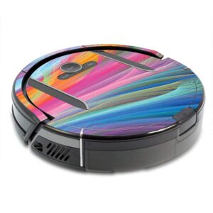 mightyskins skin compatible with shark ion robot r85 vacuum minimum coverage - rainbow waves | protective, durable, and unique vinyl wrap cover | easy to apply, remove | made in the usa