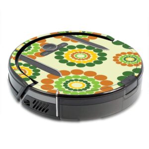 mightyskins skin compatible with shark ion robot r85 vacuum minimum coverage - hippie flowers | protective, durable, and unique vinyl wrap cover | easy to apply, remove | made in the usa