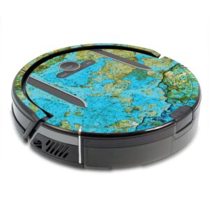 mightyskins skin compatible with shark ion robot r85 vacuum minimum coverage - teal marble | protective, durable, and unique vinyl wrap cover | easy to apply, remove | made in the usa