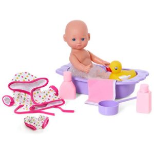 kidoozie bathtime baby, 12-inch doll, bath tub and accessories for kids, pretend play, ages 3 and up (g02566)