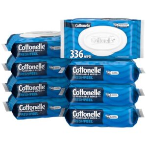 cottonelle fresh feel flushable wet wipes, adult wet wipes, 8 flip-top packs, 42 wipes per pack (336 total wipes), packaging may vary