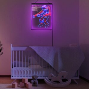 ADVPRO Astronaut Space Rocket Shuttle Kid Room Dual Color LED Neon Sign Red & Blue 12" x 16" st6s34-i3136-rb