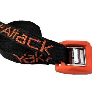 YakAttack 12' Cam Strap - Heavy Duty Polyester Kayak Tie Down with Protective Rubber Buckle, Black/Orange - 2 Pack (YEP-1006-12) | Kayak Fishing Accessories