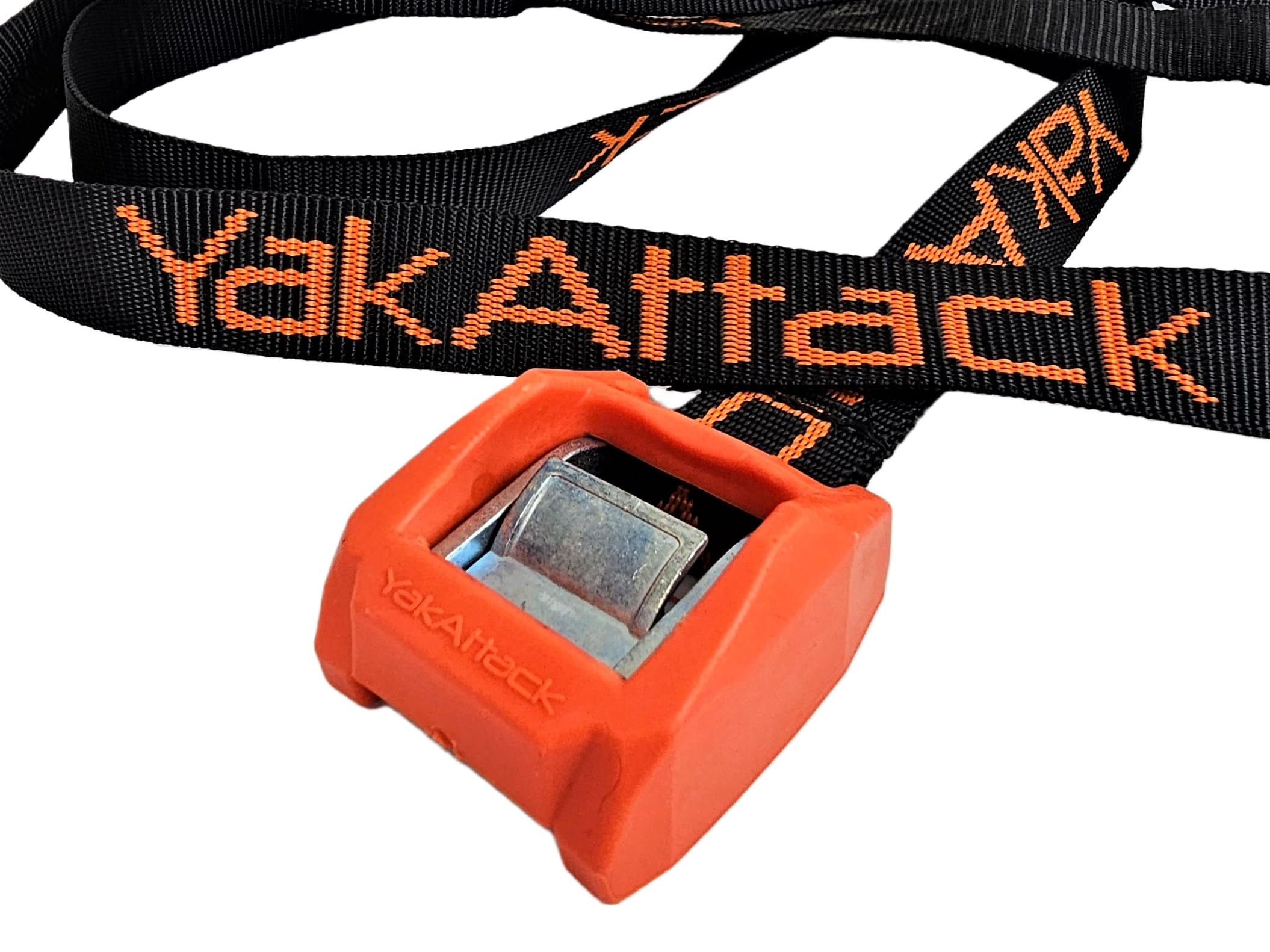 YakAttack 12' Cam Strap - Heavy Duty Polyester Kayak Tie Down with Protective Rubber Buckle, Black/Orange - 2 Pack (YEP-1006-12) | Kayak Fishing Accessories