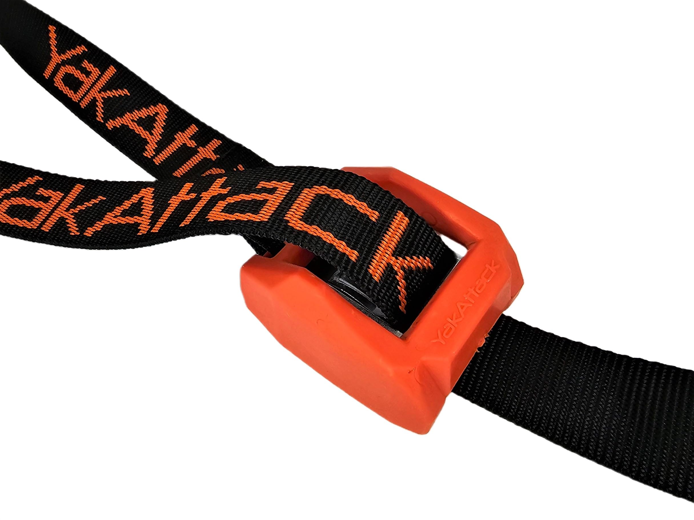 YakAttack 12' Cam Strap - Heavy Duty Polyester Kayak Tie Down with Protective Rubber Buckle, Black/Orange - 2 Pack (YEP-1006-12) | Kayak Fishing Accessories