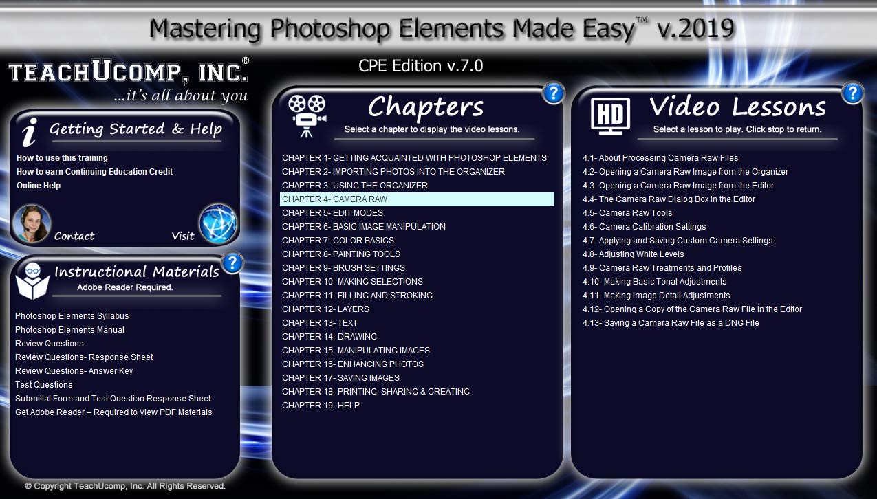 TEACHUCOMP Video Training Tutorial for Photoshop Elements (R) 2019 DVD-ROM Course and PDF Manual