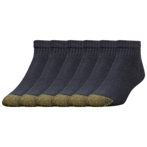 gold toe men's 656p cotton quarter athletic sock (12 pack), black, small 6-12