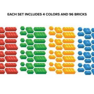 Sunny Decals Mini- Building Block Bricks Fabric Wall Decals, Set of 98 Blocks in 4 Colors - Removable, Reusable, Respositionable