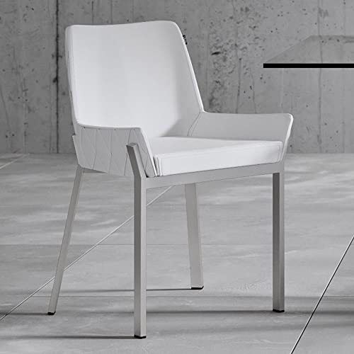 ZURI Sydney White Leatherette Dining Chair with Brushed Stainless Steel Legs