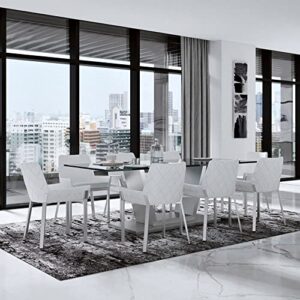 ZURI Sydney White Leatherette Dining Chair with Brushed Stainless Steel Legs