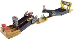 disney pixar cars xrs drag racing playset with stunt jump and lightning mcqueen