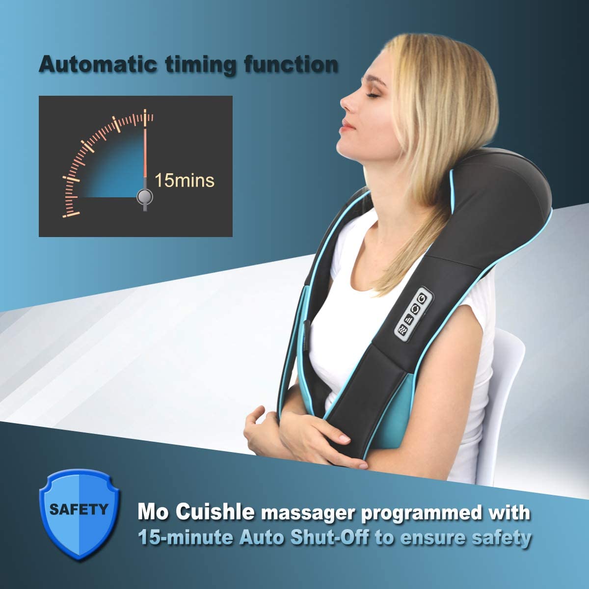 Back and Neck- Shiatsu Shoulder Massager - Electric Deep Kneading Massage with Heat for Muscle Relief, Tired Back, Neck, Shoulder & Legs