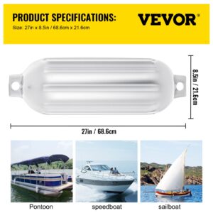 Vevor Boat Fender 8.5 x 27 Inches，Ribbed Twin Eyes Boat Fender Pack of 4 and Pump to Inflate (White, 8.5 x 27 inches) : Sports & Outdoors