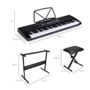 Best Choice Products 61-Key Electronic Keyboard Piano Portable Electric Keyboard Complete Beginner Keyboard Set w/LED Screen, Power Adapter, Stand, Bench, Headphones, Microphone