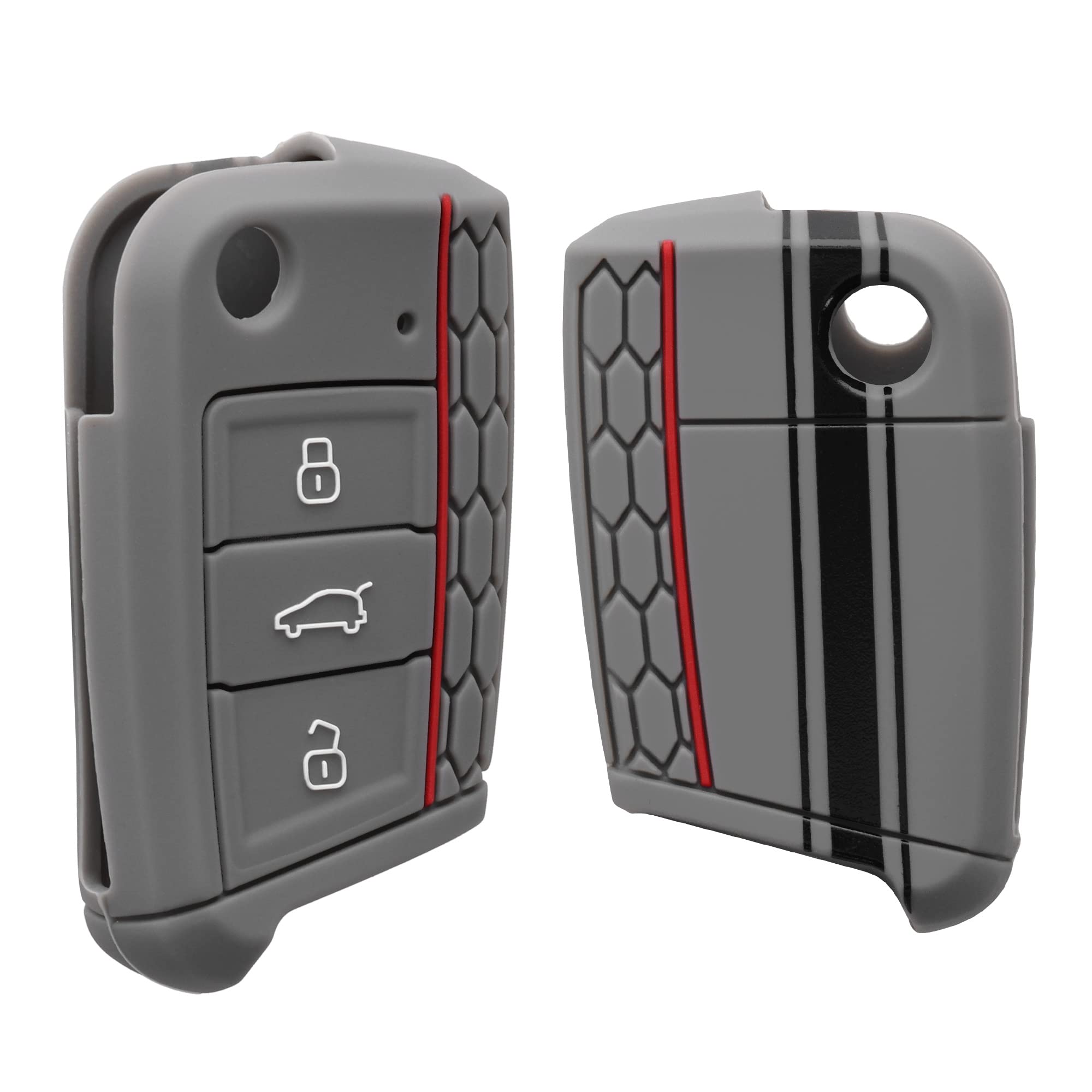 kwmobile Silicone Key Fob Cover Compatible with VW Golf 7 MK7 3 Button Car Key