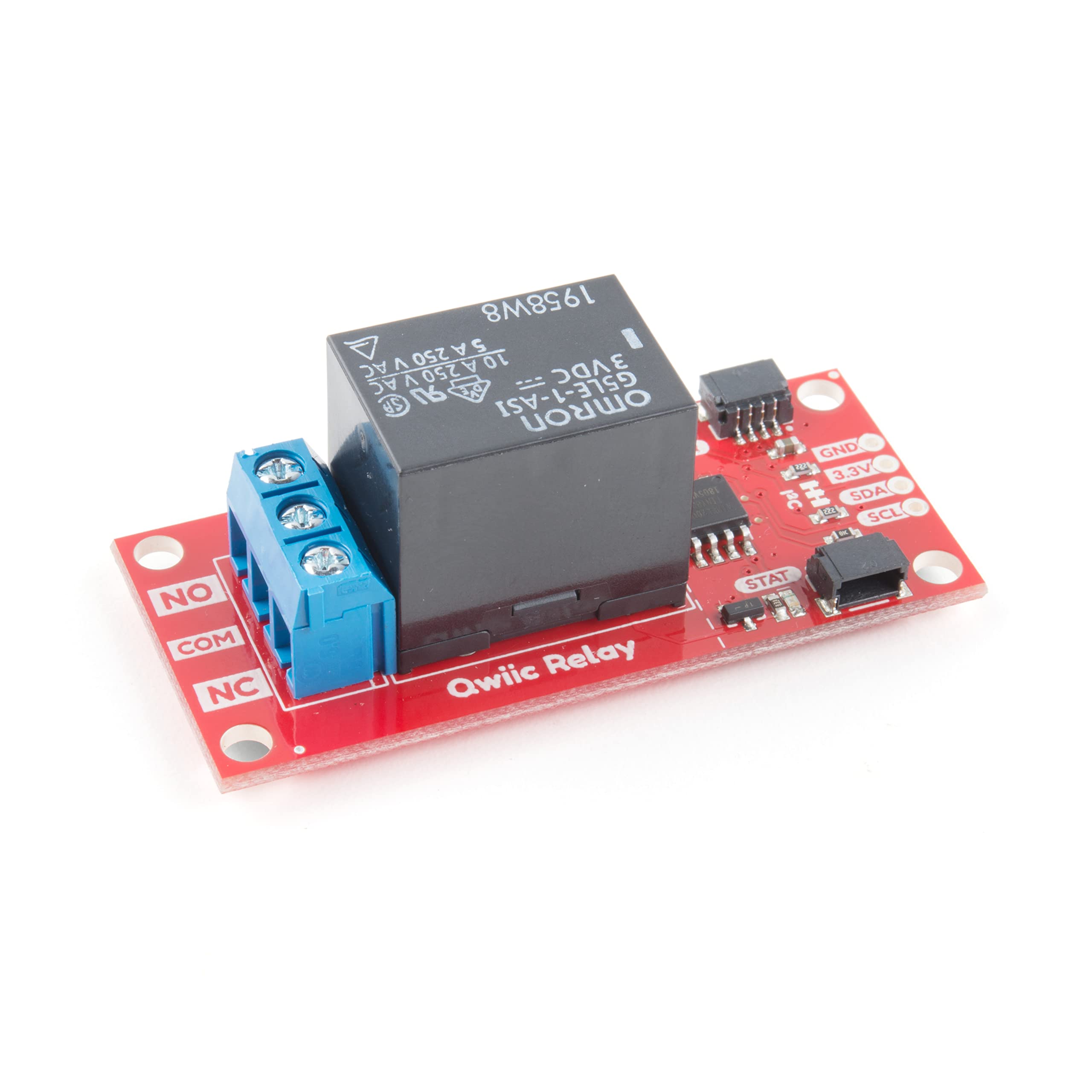 SparkFun Qwiic Single Relay-Up to 5.5A at 240VAC Multiple I2C addresses Available Turn on/Off high Power Device from Low Power microcontroller No Soldering Large Power Loads w/Simple I2C Commands